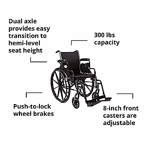 McKesson Wheelchair, Swing Away Foot Leg Rest, Desk Length Arms Flip Back, 16 in Seat, 300 lbs Weight Capacity, 1 Count