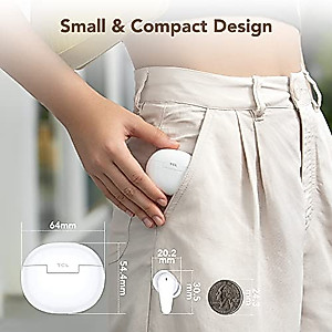 TCL True Wireless Earbuds MOVEAUDIO S180 Active Noise Cancelling Wireless Earbuds Auriculares, 10mm Hi-Fi Bass, 30H, Built-in Mic, Waterproof,ENC Calls in-Ear Earbuds for Android Apple, Ivory White