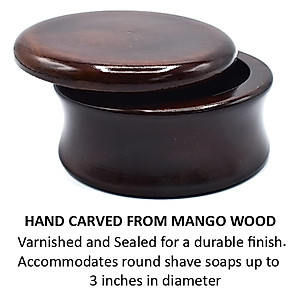 Parker Hand Carved Genuine Mango Wood Shaving Soap Bowl - Classic Style