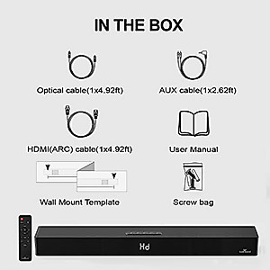 LARKSOUND Sound Bar for TV, 35 Inch TV Speaker, Surround Sound System, TV Soundbar with Bluetooth/HDMI ARC/Optical/AUX/USB Connection, 70W, Wall Mountable