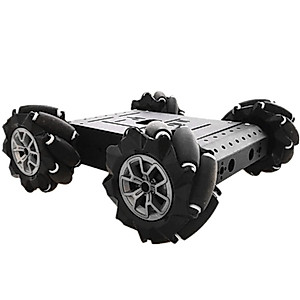 SmaringWing Premium 4WD Mecanum Wheel Robotic Chassis Kit for Arduino/Raspberry pi/Micobit, C400 96mm Omnidirectional Wheel DIY Smart RC Metal Car Chassis Platform with DC Speed Encoder Motor