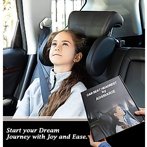 ALL4MARIE Car Seat Headrest Support - 360 Degree Adjustable, Memory Foam Car Headrest with Head, Neck, Shoulder Support for Kids and Adults, (Black)