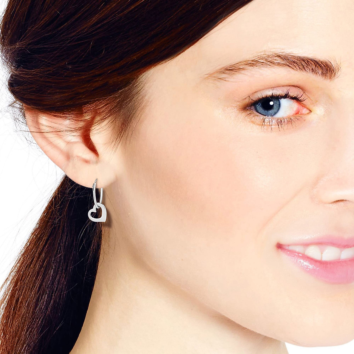 AeraVida Dainty Romantic Love Heart .925 Sterling Silver Hoop Dangle Earrings | Tiny Heart Dangle Earrings for Women | Sterling Silver Heart Earrings