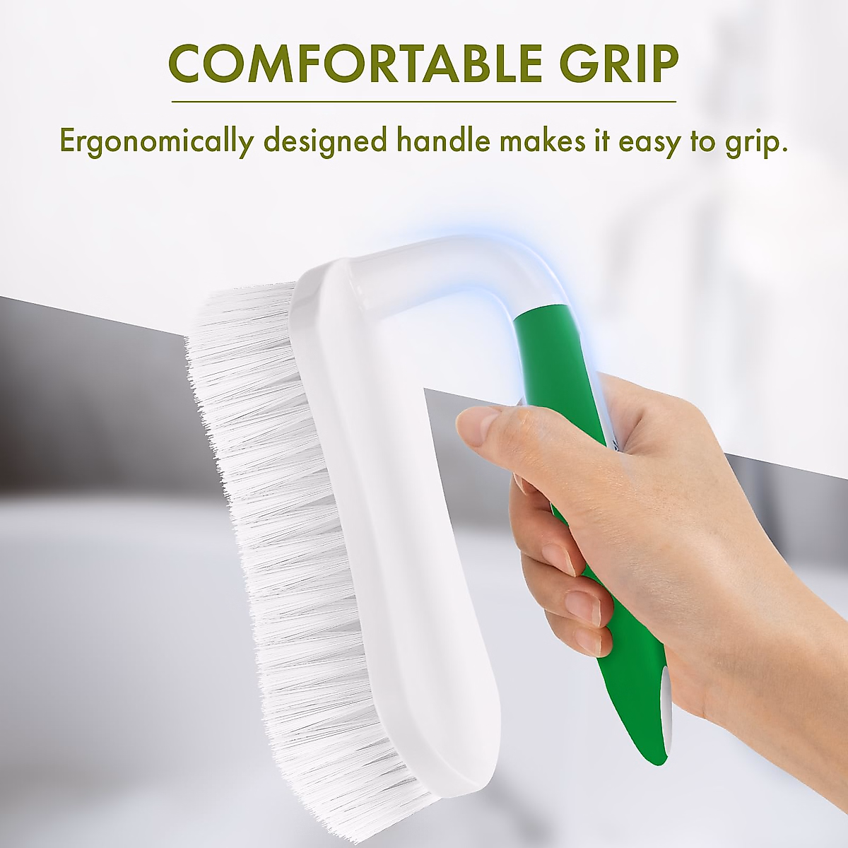 Amazer Scrub Brush for Cleaning Comfort Grip Shower Scrubber Flexible Stiff Bristles with Handle Heavy Duty Cleaner Brush for Tub Sink Carpet Floor - Pack of 2 (Blue+Green)