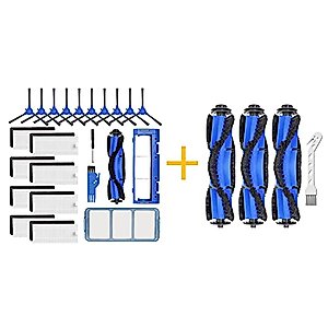 Replacement Parts Compatible with Eufy RoboVac 11S, 15C, 30, 30C, 12, 35C Vacuum Filters, 4 Pack Rolling Brushes, 10 Side Brushes, 8 Filter, 1 Pre Filter, 1 Roller Brush Guard