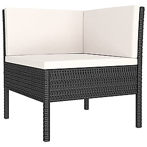 vidaXL 10-Piece Outdoor Lounge Set with Cushions, Weather-Resistant PE Rattan, Powder-Coated Steel Frame, Comfortable Cushioning, Black and Cream - Perfect for Patio, Garden, or Backyard