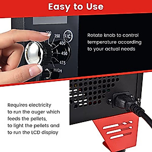 ORALNER Portable Pellet Grill and Smoker, 8 in 1 Tabletop Smoker Outdoor BBQ w/ Auto Temp Control for Camping RV Travel Tailgating Apartment Cooking, Small Wood Pellet Smokers w/ LCD Screen, Grease Bucket, Stainless Steel Meat Probe (Red)