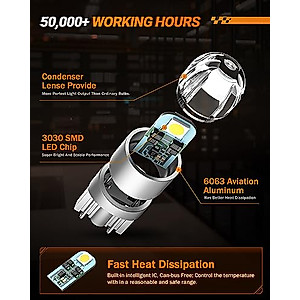 SEALIGHT 194 LED Bulbs 6000K White, 168 2825 T10 W5W 3030 Bright Chips, Dome Light, Map Door Courtesy License Plate Pack of 10