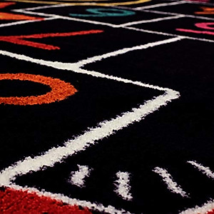 Mohawk Home Playroom Kids ,Hopscotch Chalk Black (5' x 8')