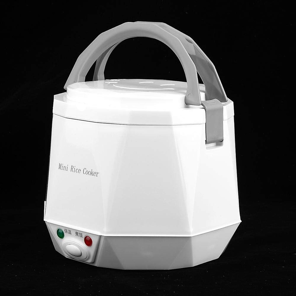 Junlucki 1.6 L Mini Rice Cooker - 12V Electric Food Steamer - Household Multi Cooker Portable Rice Cooking Steaming Pot for Car/Home/Travel - Kitchen Tool Instant Keep Warm (White)