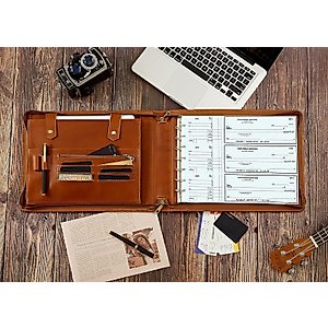 7 Ring Check Binder for Business Checks, Checkbook Binder with Zipper for 3-up Business Checks,Personalized Check Book Portfolio for 9 x 13 inch Sheets 600 Check, Check Holders for Men/Women