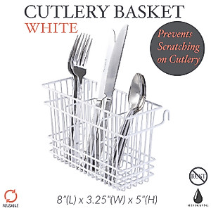 Kitchen Details Free Standing Utensil & Cutlery Holder Basket, Good for Countertops, Cabinets, Outdoor, Table Top, White