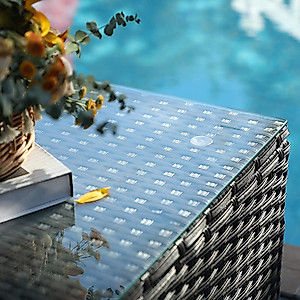 PHI VILLA Outdoor Patio Rattan Sectional Sofa- Patio Wicker Furniture Sofa Set 5-Piece, Blue