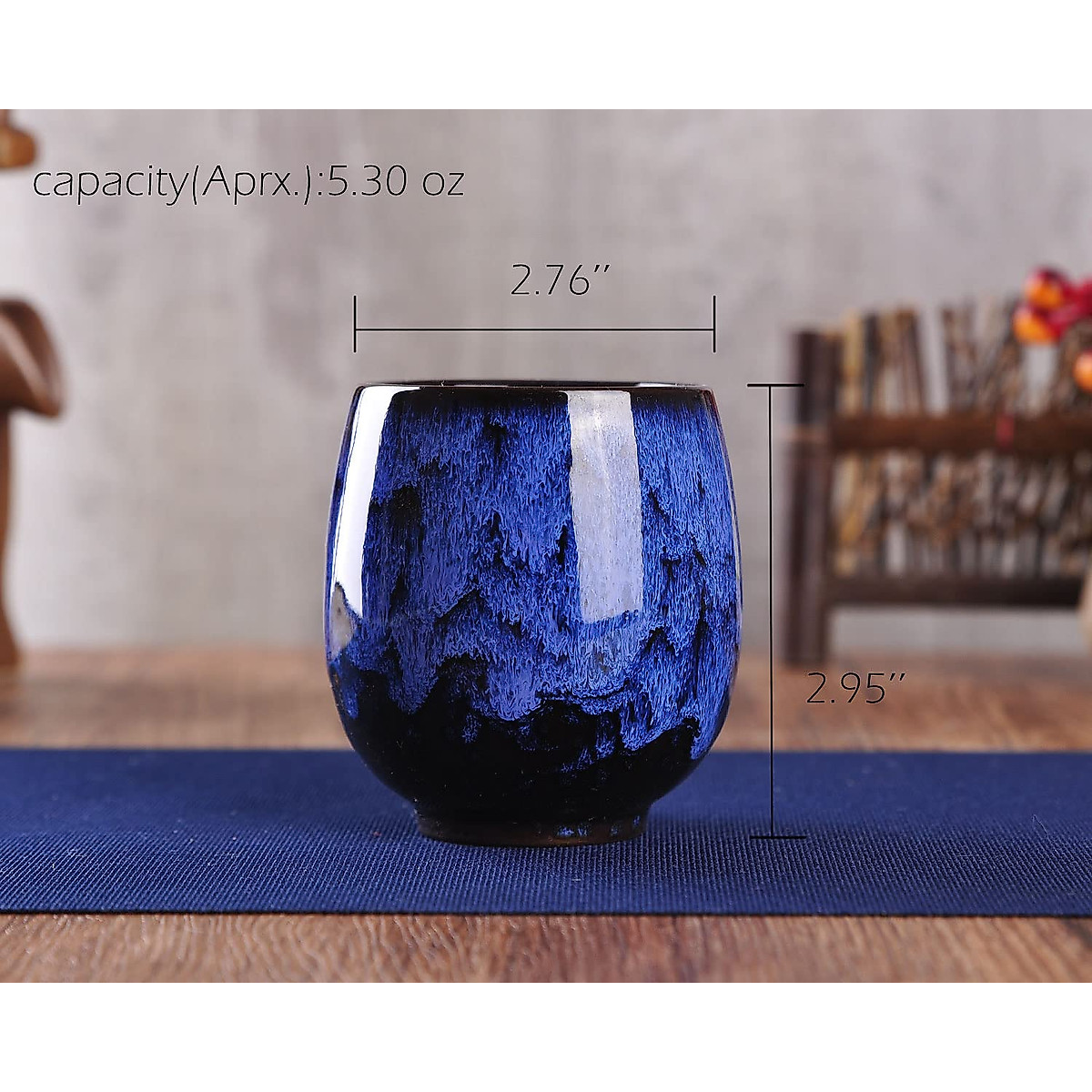 WHJY Ceramic Chinese kung fu tea cup, Japanese tea cups, Yerba mate cup set of 4, 150ml/5oz