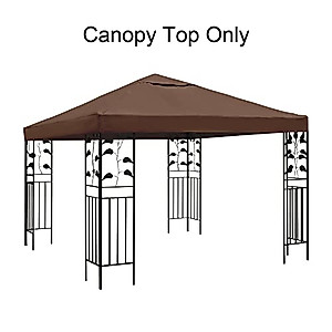 LooDro Canopy Replacement Top Cover Polyester Cloth Single/Double Tier Patio Grill Gazebo Pop Up Tent Roof Replacement Top Outdoor Gazebo Tent Shelter with Air Vent for 10'X10'