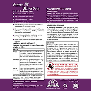 Vectra 3D for Dogs Flea, Tick & Mosquito Treatment & Prevention for Large Dogs (56 to 95 lbs) , 6 month supply