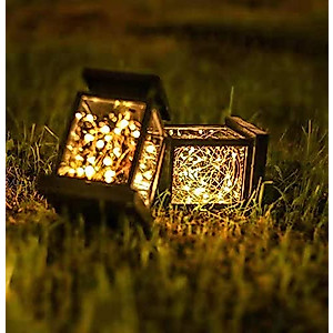 Solar Lanterns Outdoor Hanging Solar Star Lantern 4PCS LED Warm Light for Halloween & Christmas, Solar Powered Led Lantern Decorative for Patio Yard Garden.