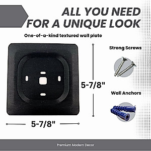 Wall Plate for Ecobee Smart Thermostat Enhanced and Premium, Modern Textured Design Onyx Black Square