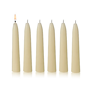 PARNOO 100% Natural White Beeswax 5 Inch Tall Tapered Candles, 4 Hours Burn time - Pack of 12 (Dripless and Smokless)