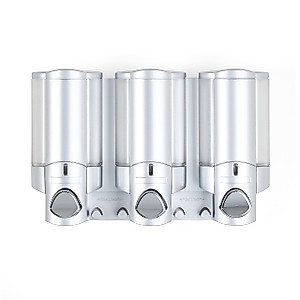 Better Living Products Aviva Shower Dispenser 3, Shampoo and Soap Dispenser, 3 x 11 fl. oz. Satin Silver, 11.2" x 3.5" x 7"