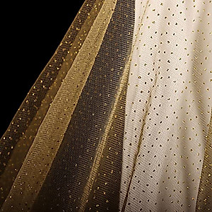 SHAYUAN 60" x 8 Yards Glitter Tulle Fabric Rolls for Bridal Veil Tutu Skirts Tulle Bolt Ribbons DIY Sewing Crafts Wedding Arch Bridal Showers Decoration Photography - Gold