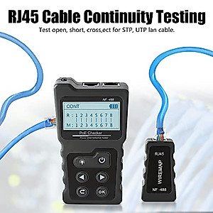 Network RJ45 Tester, VXSCAN POE Ethernet Tester for Power Over Ethernet, Network Cable RJ45 Continuity Checking, DC Power, Switch Loop-Back Test