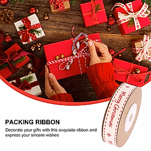 1 Roll Merry Christmas Themed Decorative Ribbon White Wrapping Ribbon Merry Christmas Cotton Ribbon for Home Decor Wrapping
