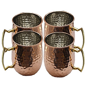 PARIJAT HANDICRAFT Copper moscow mule mugs set of 5 pcs large cup with vodka glass