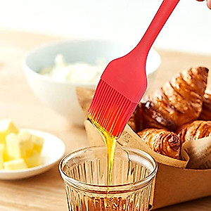 MJIYA Silicon Basting Brushes, Heat Resistant Pastry Brushes, Spread Oil Butter Sauce Marinades for BBQ Grill Barbeque & Kitchen Baking, Cooking (Red)
