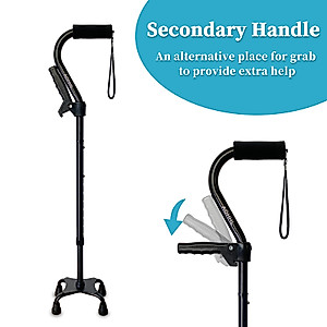 AOHHL Quad Walking Cane Foldable Adjustable Portable Stick Men & Women and Seniors - Lightweight & Sturdy with 4-Pronged Base for Extra Stability Balance,Self Standing Gifts for mom Dad(black1)