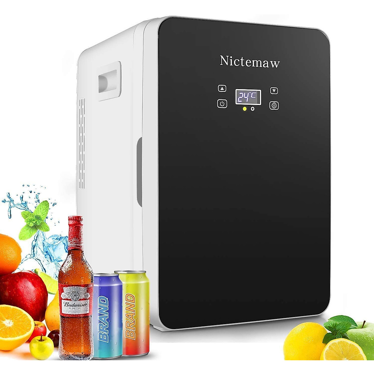Nictemaw 20-liter Compact Cooler/Warmer Mini Fridge/Wine Cooler with LCD Display + Digital Thermostat + Cooling for Cars, Road Trips, Homes, Offices & Dorms