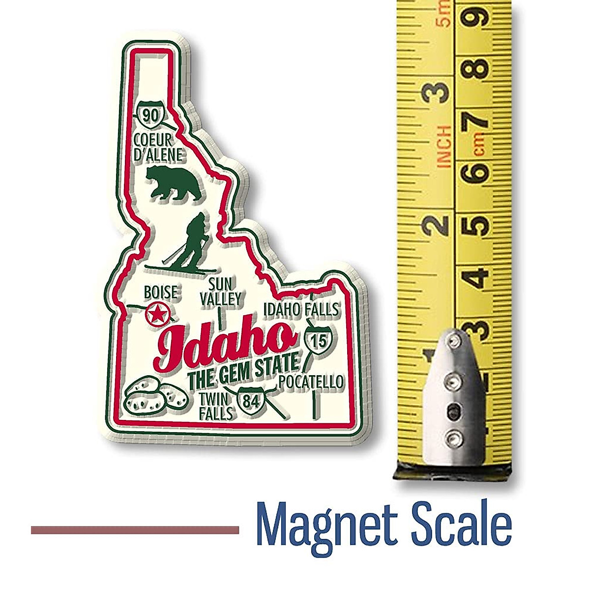 Idaho Premium State Magnet by Classic Magnets, 3" x 3.6", Collectible Souvenirs Made in The USA