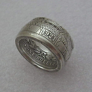 JOOLIXUACT Hobo Coin Ring Handcrafted Ring Made from US Morgan Hobo Coin