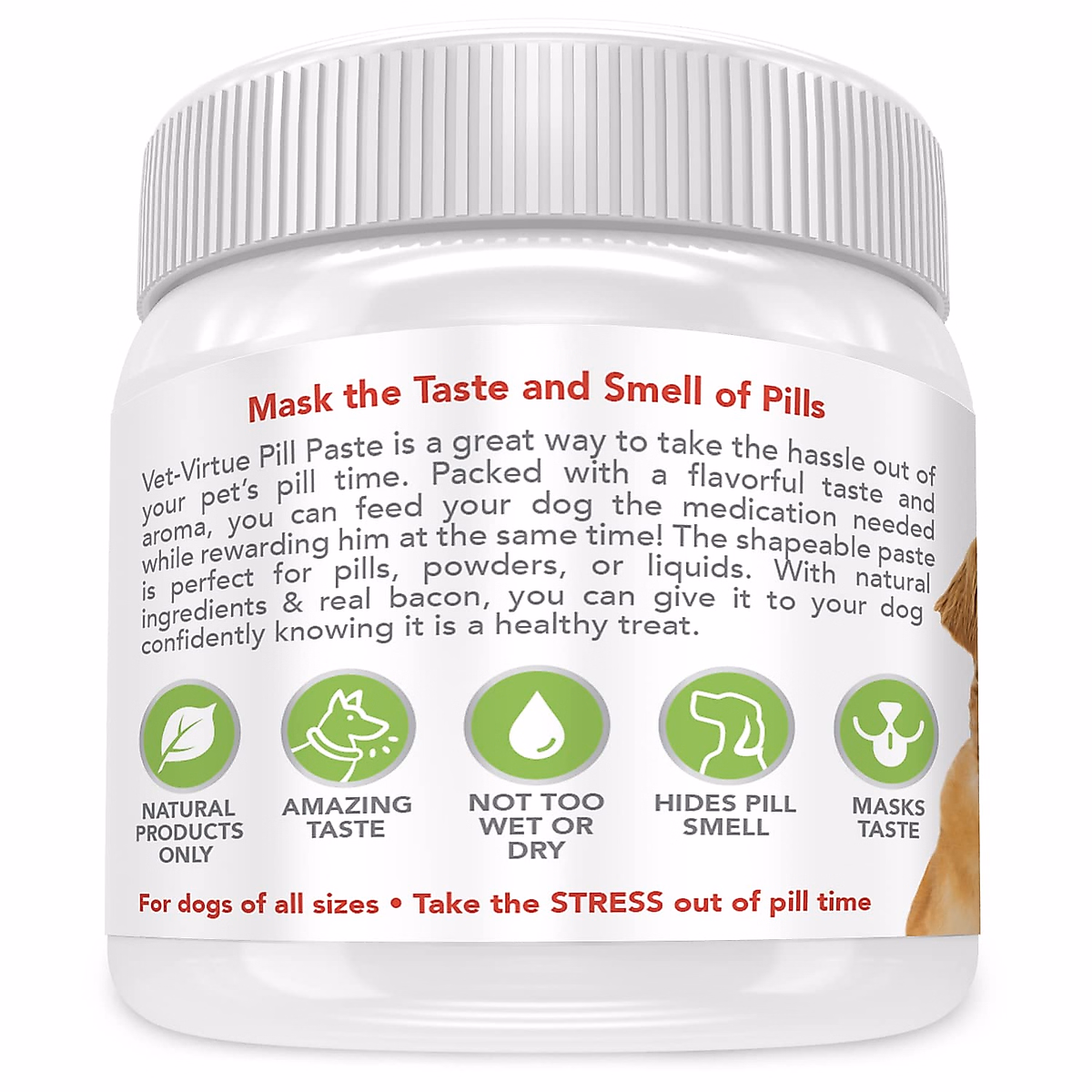 VET-VIRTUE Pill Masking Paste for Dogs, Bacon Flavor - Perfect Pet Medicine Treats to Hide Pills, Medication & Capsules, with Natural Ingredients & Packed with Flavor Dogs Love