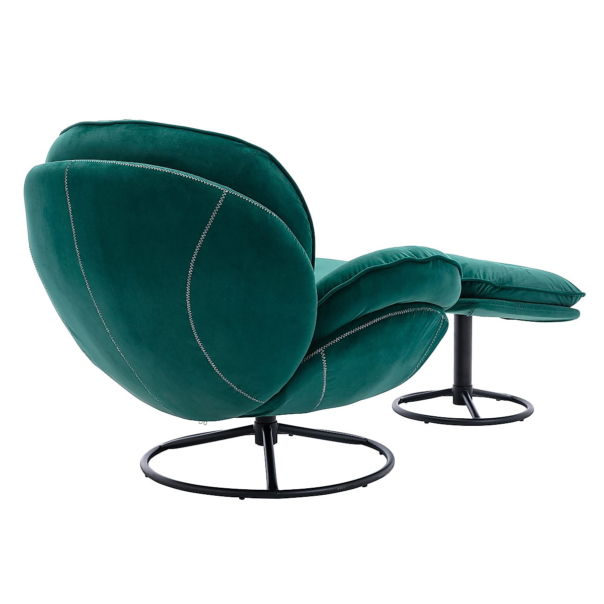 Swivel Accent Chair with Ottoman Set, Modern Velvet Lounge Chair with Metal Base Frame Footrest Comfy Armchair TV Chairs Reading Chair for Reading, Living Room, Bedroom - Green