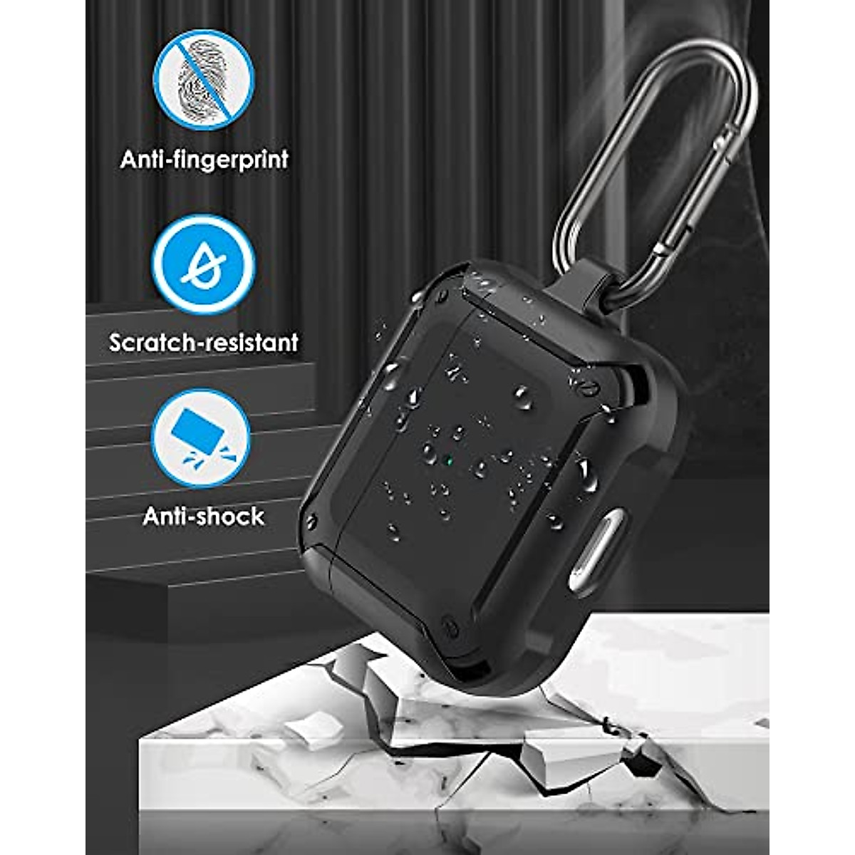 ProCase AirPods 3 Case 2021 with Keychain, Full-Body Rugged Protective Shockproof Carrying Case Cover for AirPods 3rd Generation -Black