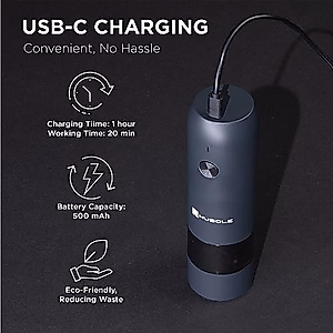 Electric Pepper Grinder Mill - Automatic Quick USB Rechargeable Pepper Grinder with Adjustable Coarseness, One Handed Operated Salt and Pepper Grinder for Kitchen,Restaurant, and BBQ Black