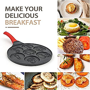 Dinosaur Pancake Maker Pan for Kids, Pancake Molds Egg Pan Waffle Maker Breakfast Nonstick Pancake Griddle Mini Pancakes Maker Machine Car Truck Dinosaur Pancake Molds for Kids