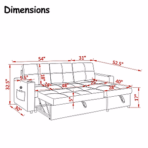 Bonrcea Pull Out Sleeper Sofa,L-Shaped Reversible Sleeper Sectional Sofa Bed with Storage Chaise for Living Room (Light.Brown)