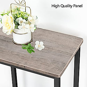 ALLOSWELL Console Table with Power Outlet, 63" Narrow Sofa Table and Bar Stools Set, Rectangular Industrial Bar Chairs, CTHG16E01-BAHG0101