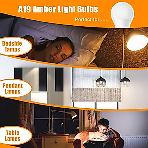 Neporal Amber Light Bulbs 4PK, 9W 60 Watt Equivalent, Blue Blocking Light Bulbs 1800K, Soft Warm Sleep Light Bulbs A19, Amber Night Light Bulb E26 for Bedroom and Baby Nursery Light