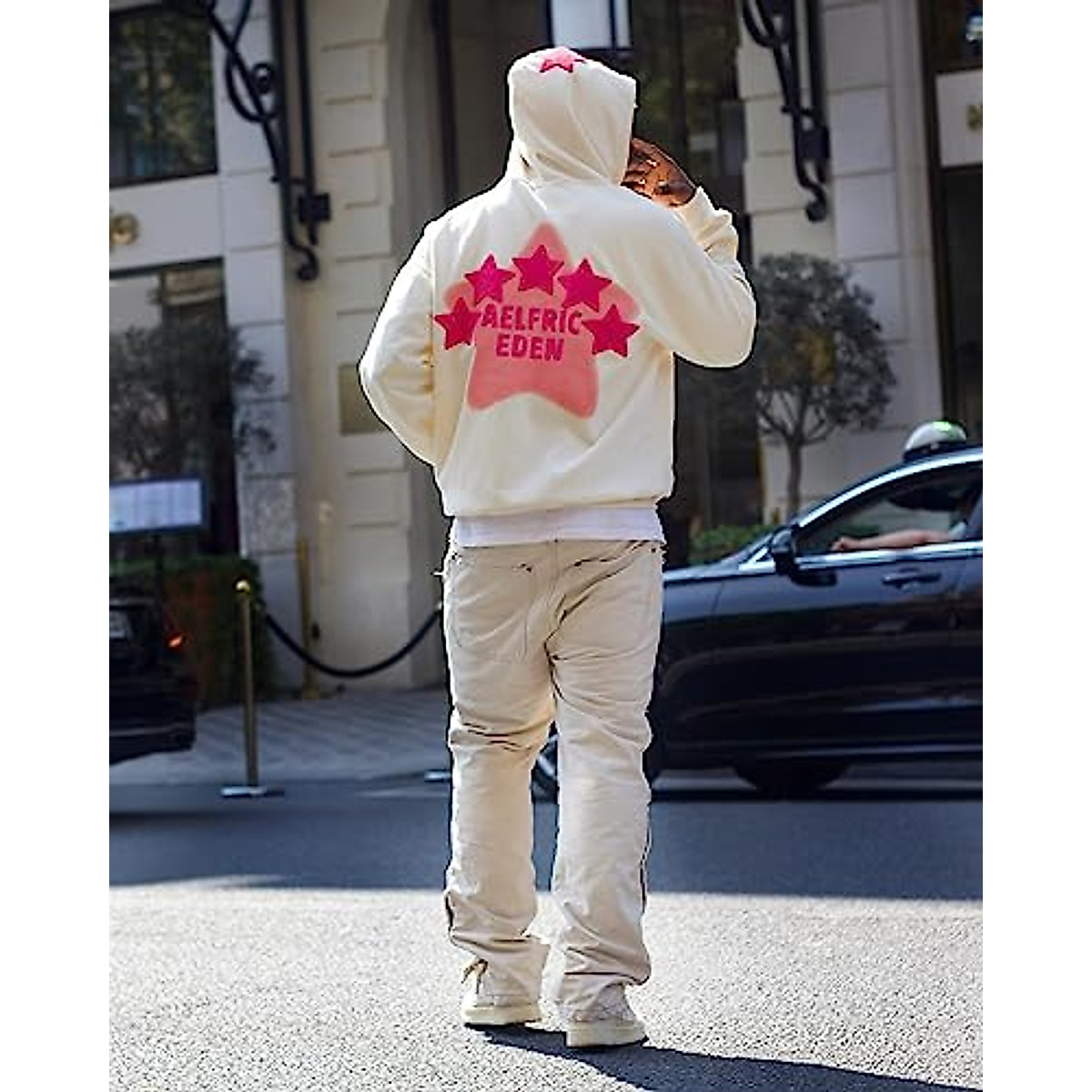 Aelfric Eden Mens Vintage Bone Printed Hoodie Sweatshirt Casual Oversized Long Sleeve Streetwear Hiphop Hooded Pullover