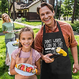 Cusugbaso Funny Aprons for men, Chef Cooking Aprons One Size with Three Pockets Funny Grill Gifts for Men, Dad, Husband - Cooking Chef Aprons for Birthday, Christmas, Fathers Day