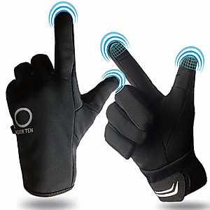 Warm Winter Gloves Men Women Touch Screen Waterproof, Lightweight Running Gloves Thick Thermal Grip Outdoor Sports Cycling Driving(Black, X-Large)