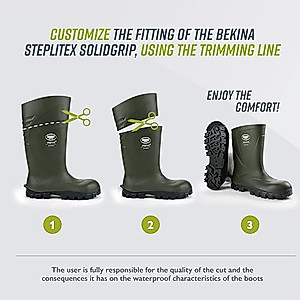 Bekina StepliteX SolidGrip S5 Safety Toe Wellington Boots for Men and Women - Lightweight Waterproof Non Slip Composite Toe Work Boots for Men and Women, Green - 8