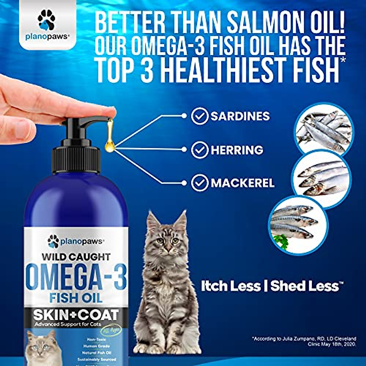 Omega 3 Fish Oil for Cats - Better Than Salmon Oil for Cats - Kitten + Cat Vitamins and Supplements - Cat Health Supplies - Cat Dandruff Treatment - Liquid Fish Oil for Pets - Cat Shedding Products