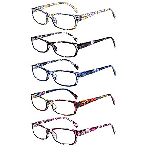 VIDEBLA 5 Pack Computer Reading Glasses Men and Women Anti Eyestrain Blue Light Blocking Glasses for Reading (5 Mix-2, 2.50)