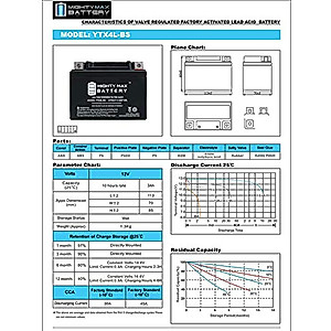 Mighty Max Battery, YTX4L-BS 12 VOLT 3AH MOTORCYCLE BATTERY REPLACES YTX4L-BS (1 Pack)