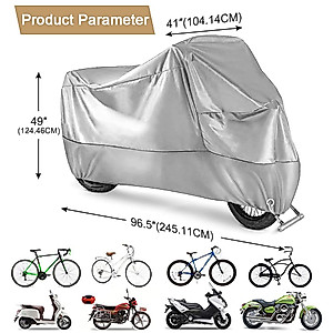 LBW Bike Cover Waterproof Outdoor 450D Durable & Tear Bicycle Cover for Bike Accessories with Bicycle Lock-holes and Bicycle Storage Bag, 96.5”