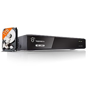 TIGERSECU Super HD 1080P 8-Channel Hybrid 5-in-1 DVR Security Recorder with 1TB Hard Drive, for Up to 5MP(12.5fps) TVI/AHD/CVI/Analog and IP Cameras (Cameras Not Included) (Renewed)